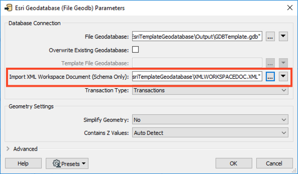 How to use an Esri Template Geodatabase – FME Support Center