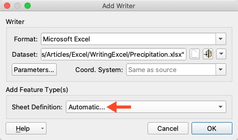 Excel Writer Parameters | Converting Excel to Excel – FME Support Center