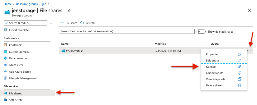 Connecting FME Server to Azure File Share – FME Support Center