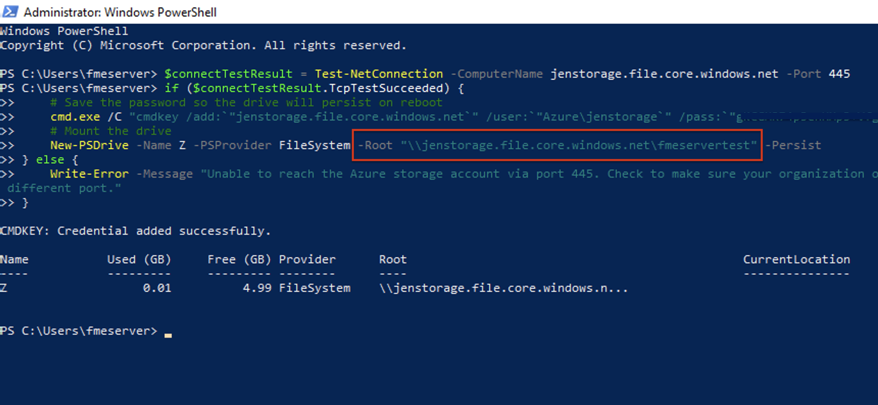 Connecting FME Server to Azure File Share – FME Support Center