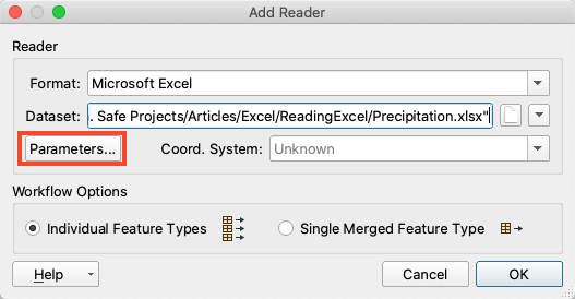 Excel Reader Parameters | Converting Excel to CSV – FME Support Center