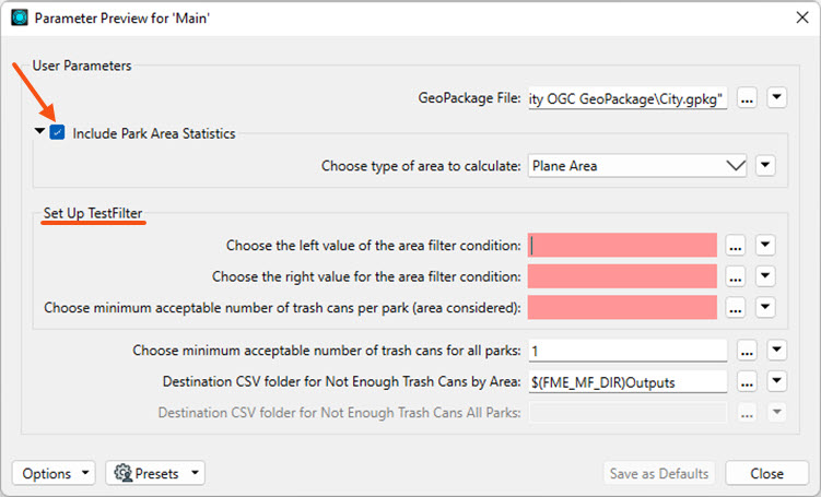 Working With Conditionally Visible Published User Parameters In Fme 1242