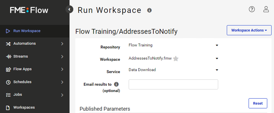 Publish a Workspace to FME Flow and Run It – FME Support Center