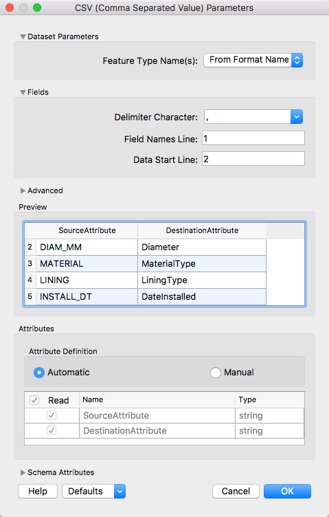 SchemaMapper: Attribute Mapping – FME Support Center