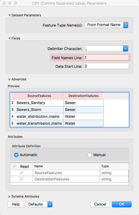 Configuring the SchemaMapper Transformer – FME Support Center