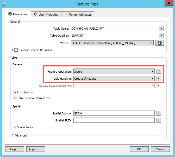 Converting to Oracle: Create, Drop or Truncate a Table – FME Support Center