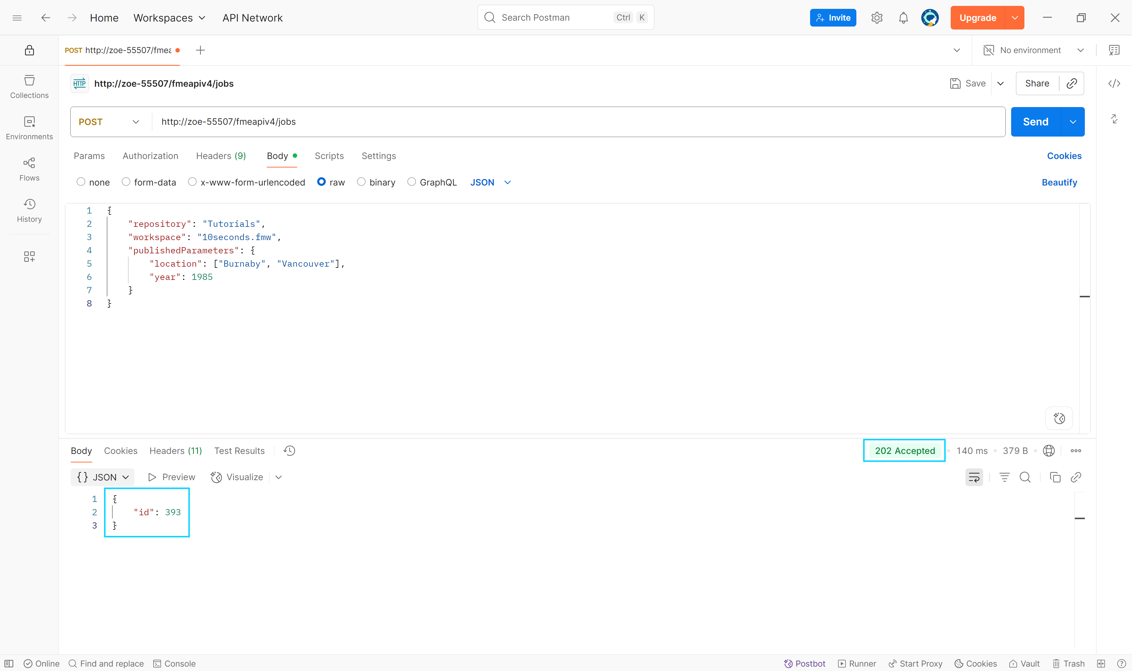Submitting a Job through the FME Flow REST API V4 – FME Support Center