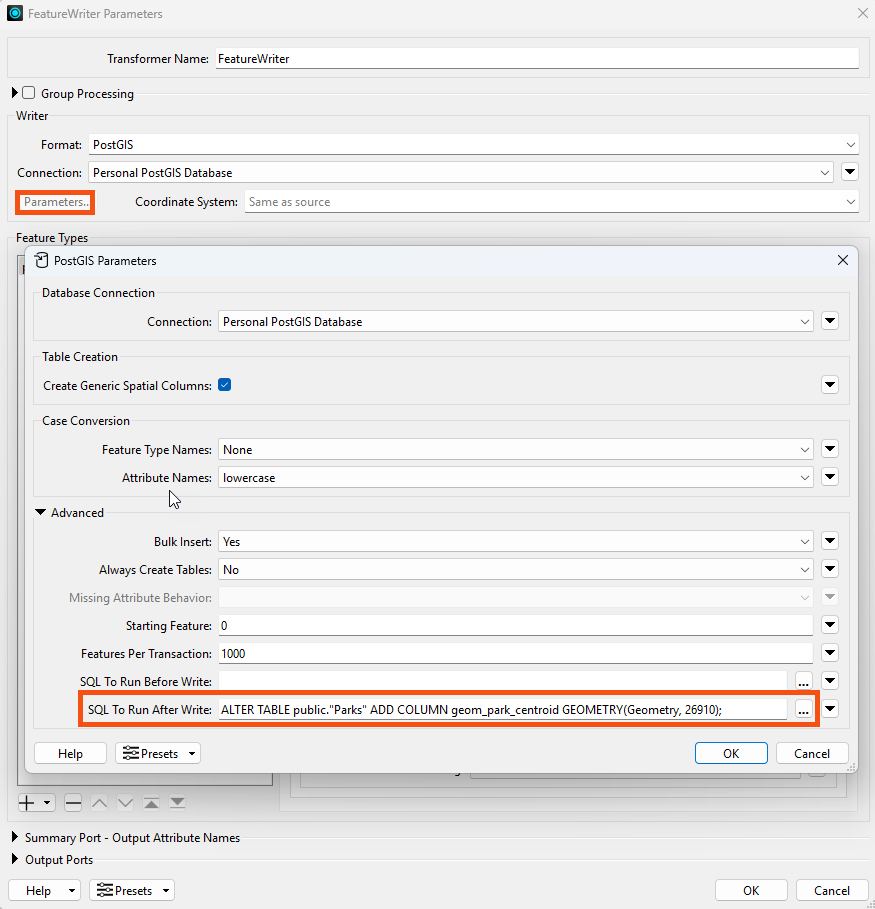Writing Multiple Geometry Columns to an Existing PostGIS Table – FME ...