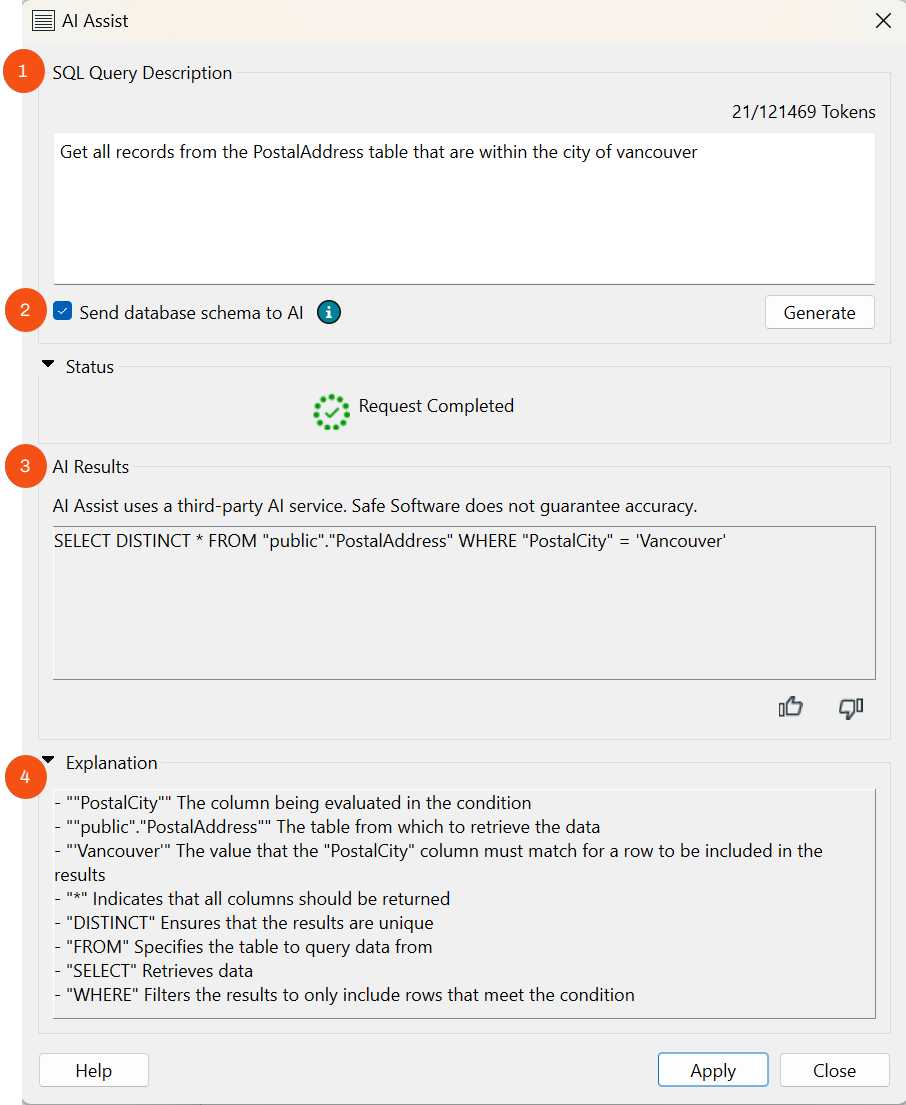 Performing Native Spatial Queries on Database Tables Using the SQLExecutor – FME Support Center