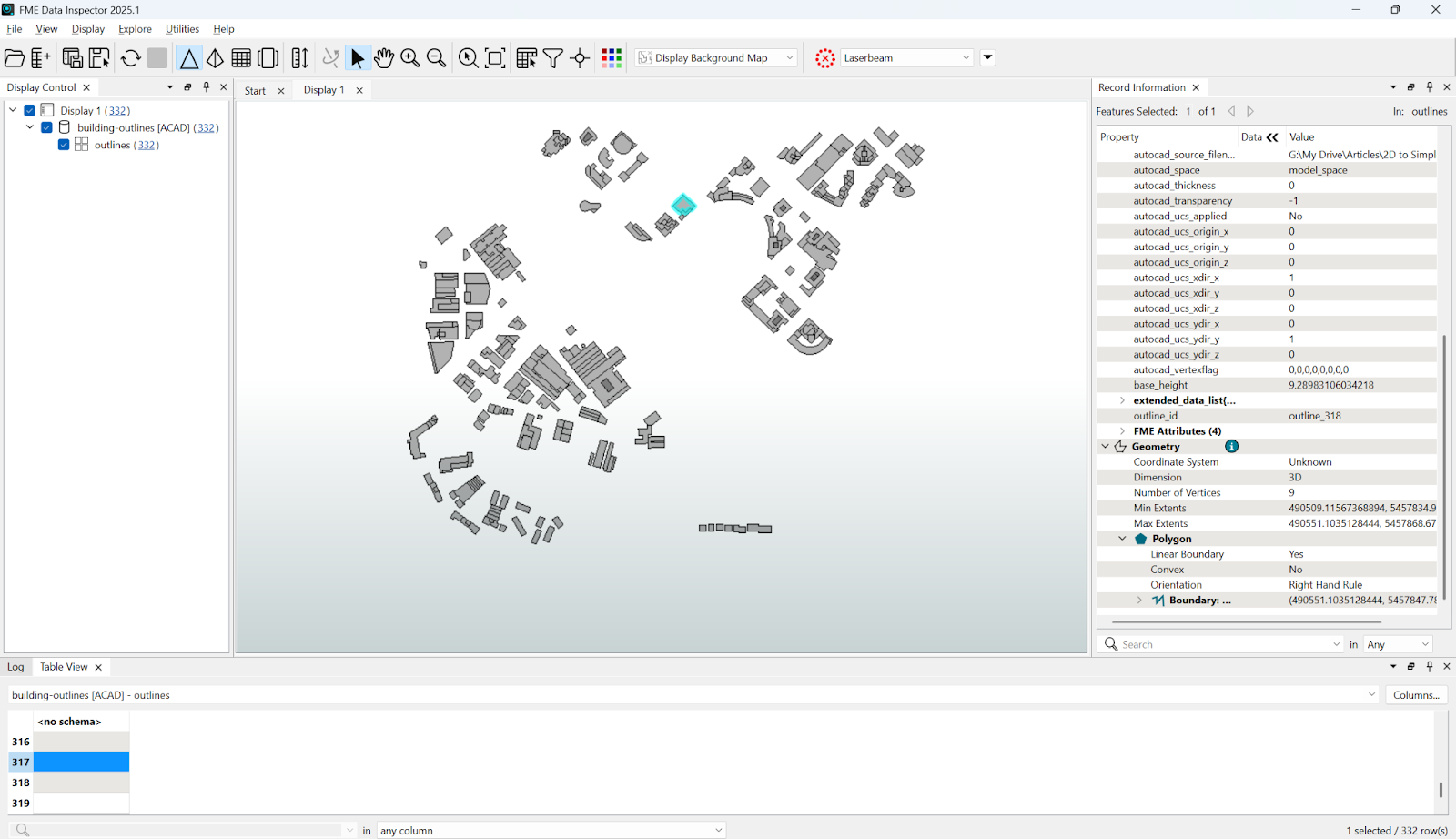 2D to Simple 3D Model: Extrude Building Outlines – FME Support Center