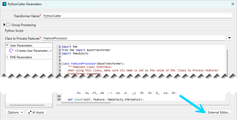 External Editor for Python in FME – FME Support Center
